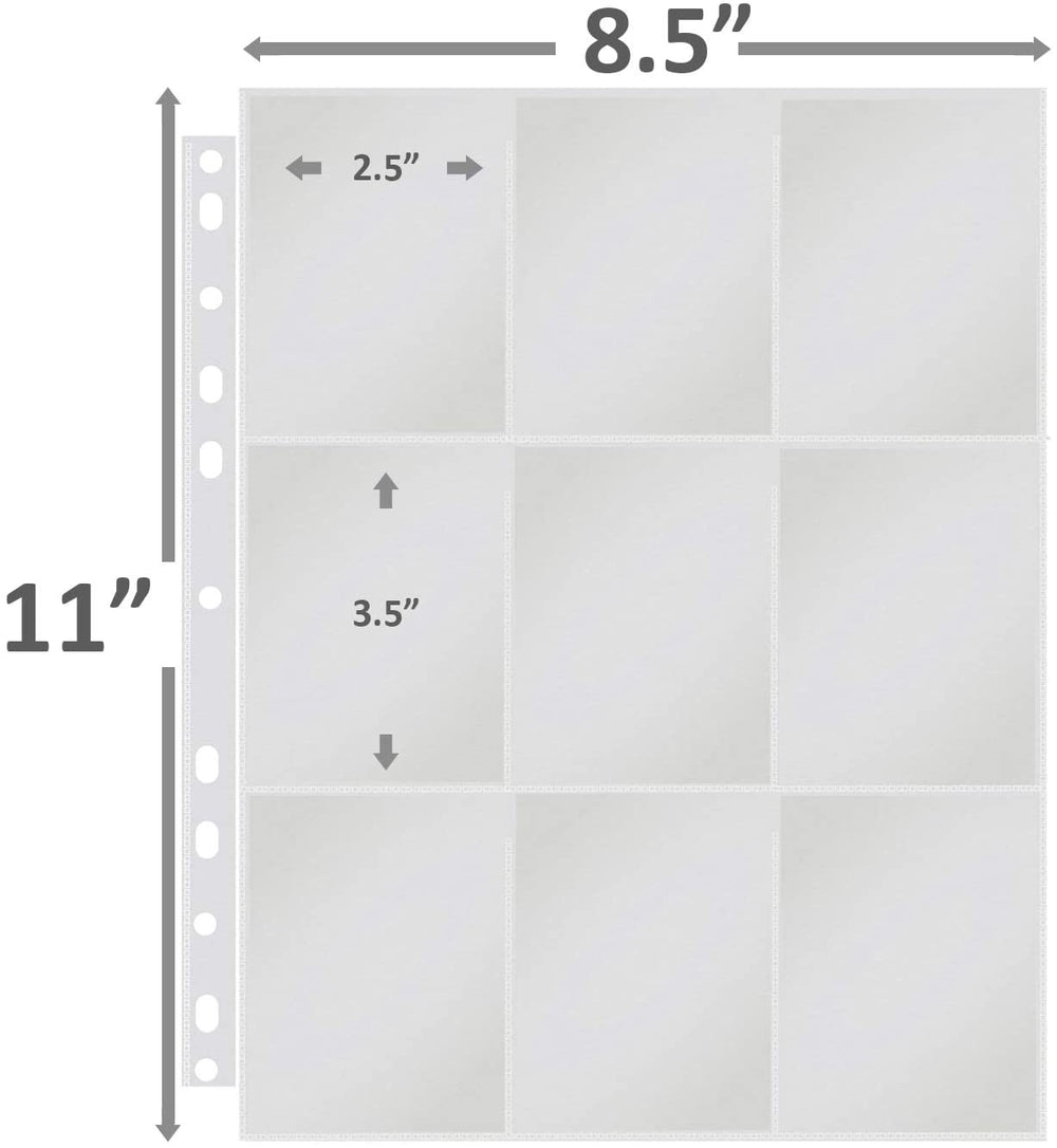 9-Pocket Trading Card Binder Sleeves for 3 Ring Binders ...