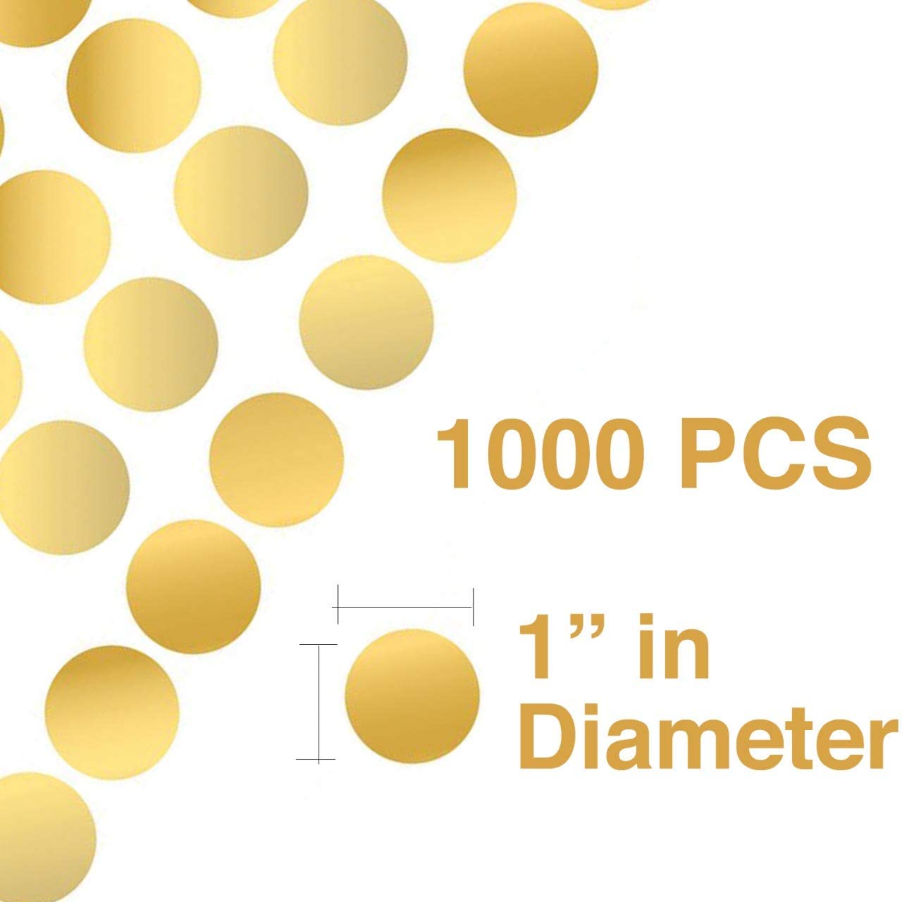 Gold Paper Stickers, Round, Self-Adhesive - 1000 Labels Per Roll