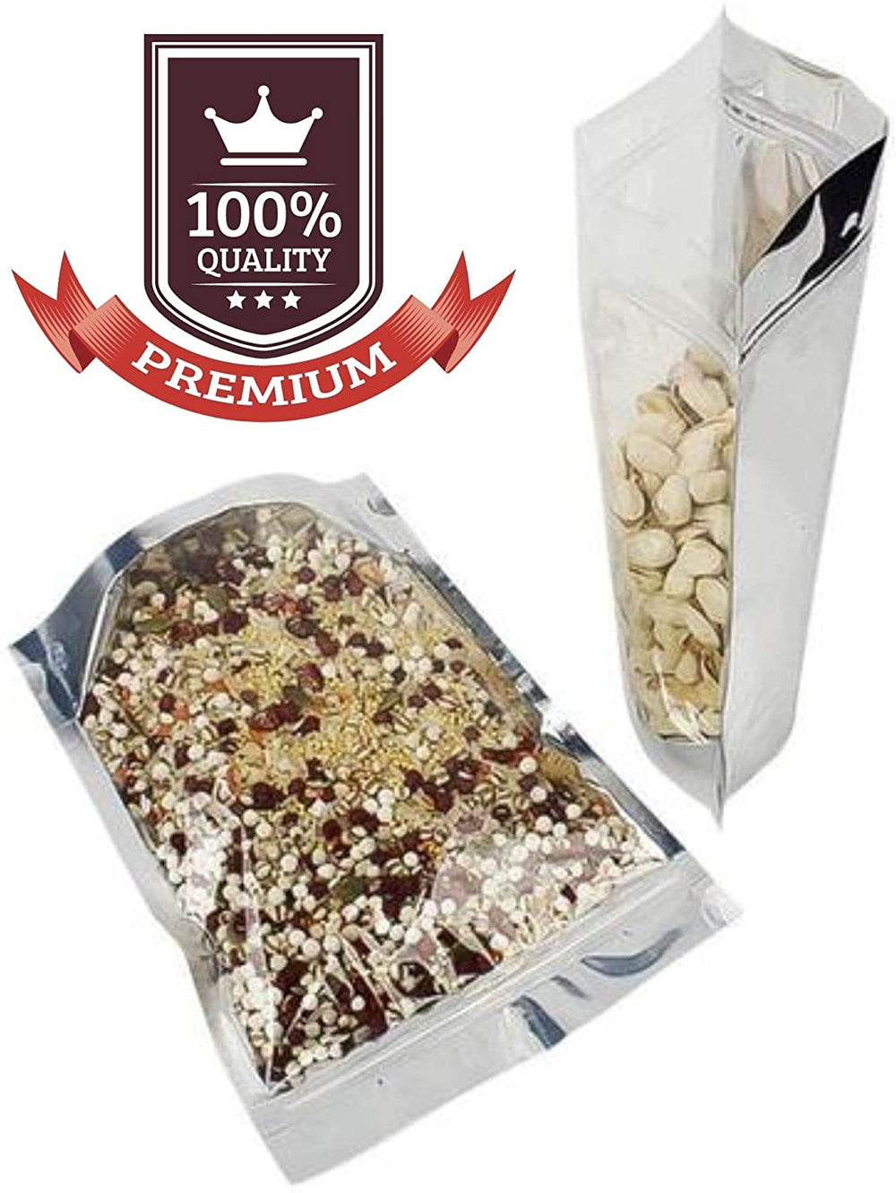 Resealable ziplock bag 100 pack Clear Front aluminum back ...