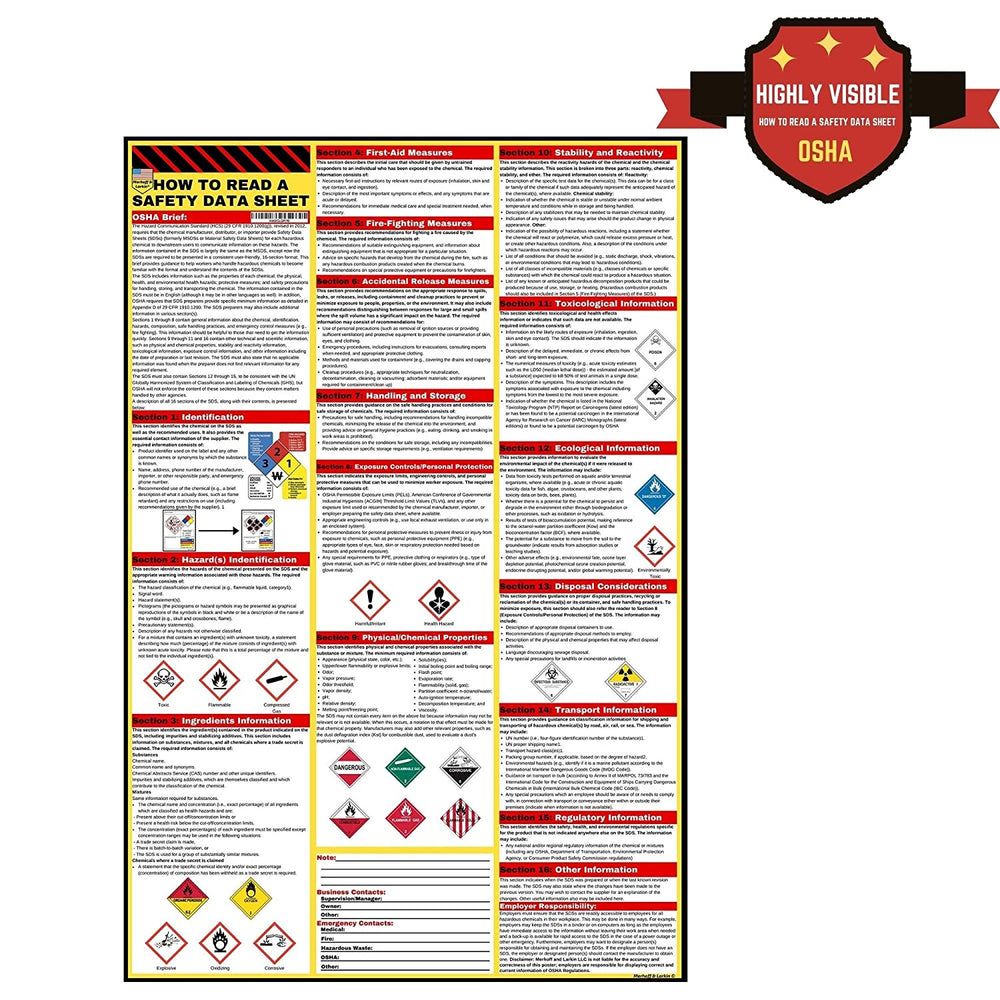 How To Read A Safety Data Sheet(SDS/MSDS)Poster,24x33Inch ...